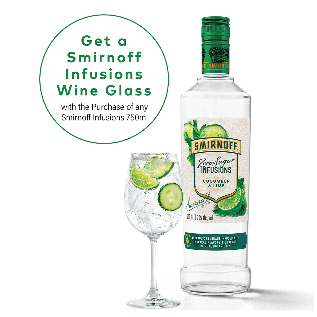 Smirnoff Infusions Cucumber & Lime Vodka Zero Sugar 750ml - Naughty Grape