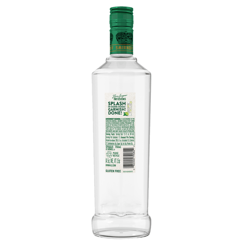 Smirnoff Infusions Cucumber & Lime Vodka Zero Sugar 750ml - Naughty Grape